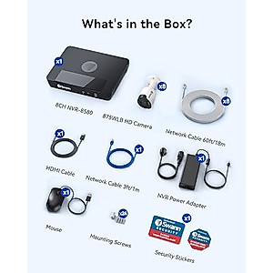 Swann 4K Master Security Camera System, 8pcs PoE Bullet Cameras, 8CH Cat5e Wired NVR System with 2TB HDD, Sensor Spotlights, Color Night Vision, 24/7 Home Surveillance, True Detect, Indoor/Outdoor