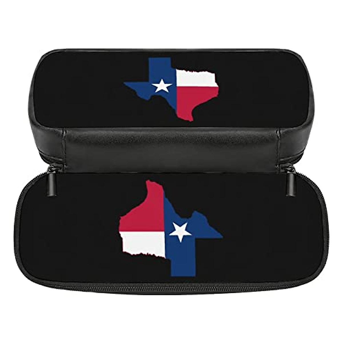 Texas Flag Map Pencil Case PU Leather Pencil Pen Bag Large Capacity Pen Box Pencil Pouch Makeup Bag with Zip