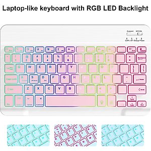 ALIWLHOF Case with Keyboard iPad 10th Generation (10.9", 2022),Keyboard Case for iPad 10.9" 10th Gen, 7 Colors Backlit Keyboard Case with Pencil Holder-Detachable Bluetooth Keyboard Case