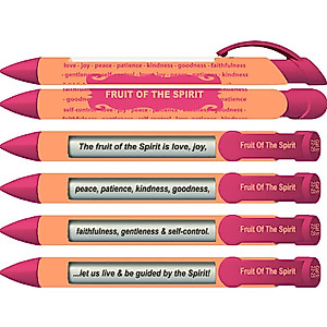 Greeting Pen "Fruit of the Spirit" Scripture Pens, Scripture Verses with Rotating Messages, 6 Pen Set (36049)