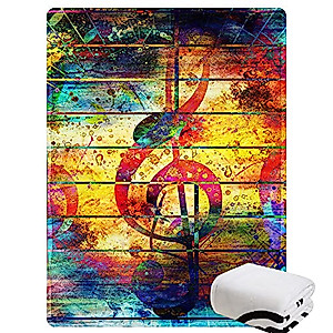Wucidici Music Note Throw Blanket Lightweight Soft Cozy Color Graffiti Blanket for Kids Adults Gift 50"x 60"
