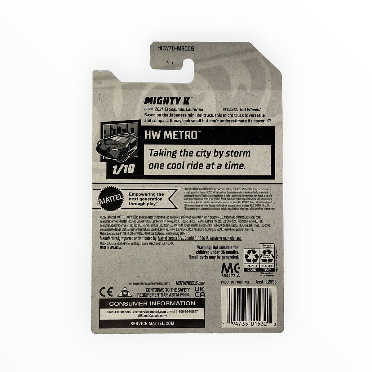 Hot Wheels 2022 - Mighty K - HW Metro 1/10 - Pink - Mint/NrMint - Ships Bubble Wrapped in a Box