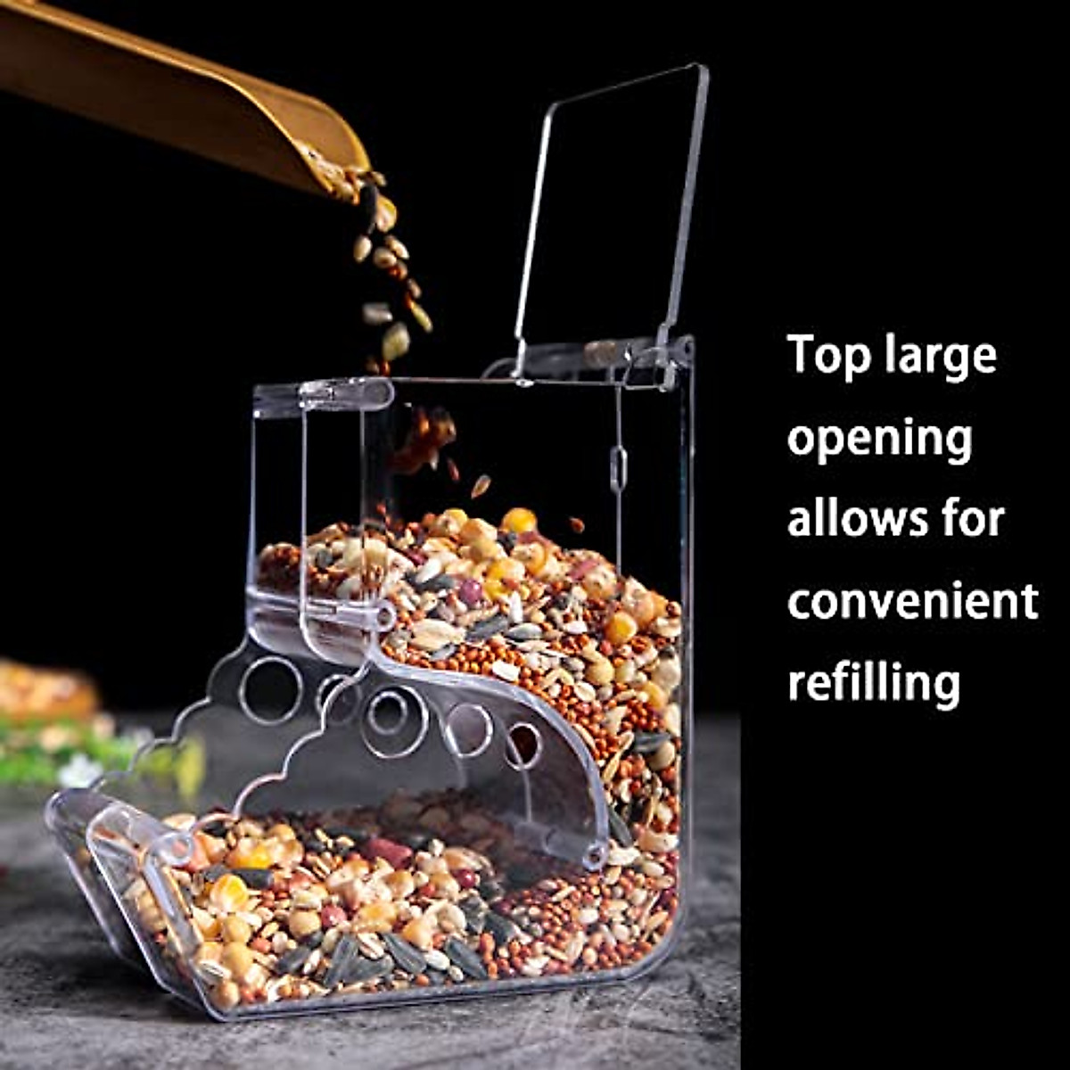 Lucky Interests 2 pcs Hamster Automatic Feeder 400ml, Hamster Food Dispenser with Brackets Small Animals Food Bowl for Dwarf Hamster Guinea Pig Chinchilla Gerbil Bird Hedgehog Ferret with 2 Spoon