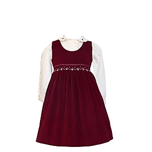 Carouselwear Baby Girls Fall Winter Corduroy Smocked Dress Holiday Infant Clothes Burgundy