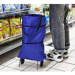 600D Oxford Cloth Folding Shopping Cart/ Rolling Utility Cart/ Retractable Shopping cart/ Car Organizer Cart Shopping Bag Satchel Carry Bag