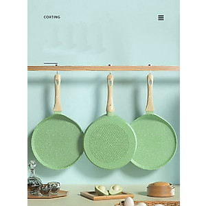 LI-GELISI Double-Sided Non-Stick Nonstick Crepe Pan, Swiss Granite Coating Dosa Pan Pancake Flat Skillet Tawa Griddle PFOA & PTFEs Free Coating (7.1 inch Apple Green)