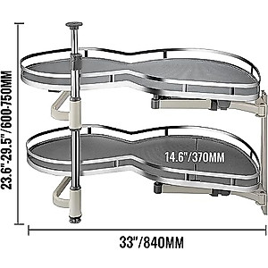 Sunway Blind Corner Cabinet Pull Out Organizer, Soft Close Swing Right Pull Out Cabinet Organizer 36inch, Corner Cabinet Lazy Susan for Corner Cabinet Blind Shelf, 2 Tiers Tray, Adjustable Height