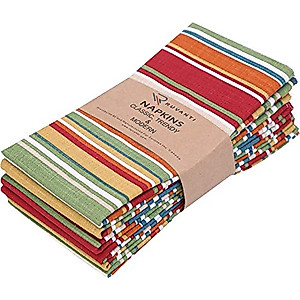 Ruvanti Cloth Napkins Set of 6 Cotton 100%, 18x18 Inches Napkins Cloth Washable, Soft, Absorbent. Cotton Napkins for Parties, Christmas, Thanksgiving, Weddings, Dinner Napkins Cloth - Multi Stripe