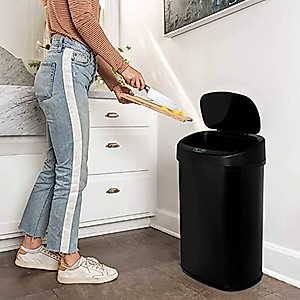 Trash Can 13 Gallon Trash Can Kitchen Automatic, Motion Sensor & Touch-Free, Brushed Stainless Steel Trash Can with Lid, Mute Designed, High-Capacity Touchless Garbage Can Waste Bin for Home Office