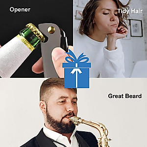 Stainless Steel Folding Comb, Pocket Comb for Men and Women, Black