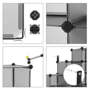 SONGMICS Shoe Rack, Space-Saving 15-Count Plastic Shoe Storage Organizer Unit, Shoe Cabinet, Ideal for Entryway Hallway Closet Garage, 14.2 x 44.5 x 34.6 Inches, Grey ULPC445G01
