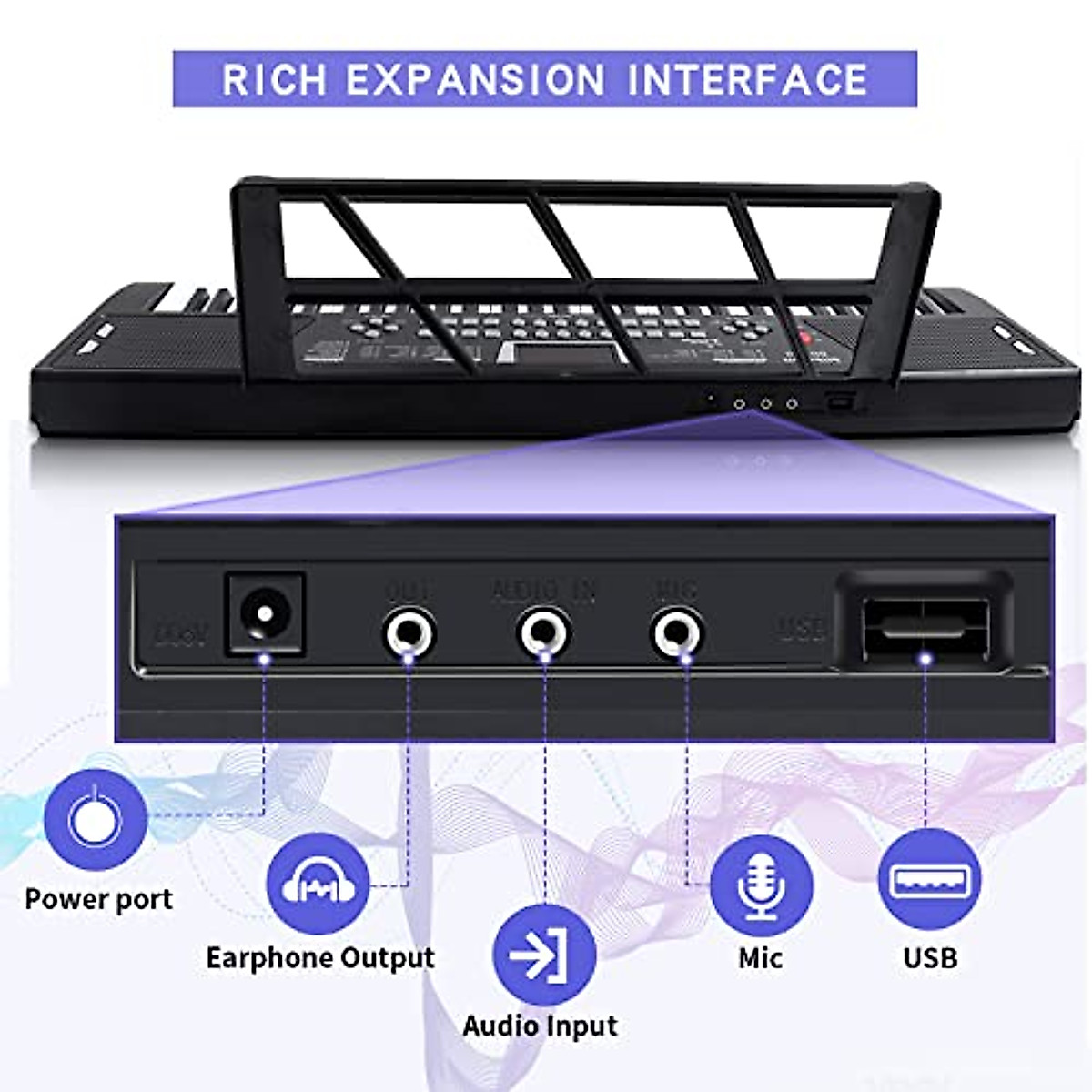 biikoosii 61 key piano keyboard,keyboard piano for beginners keyboard piano with built-in dual speakers and microphone portable digital electric piano