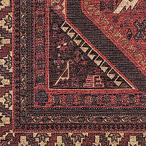 RUGGABLE Zareen Washable Rug - Perfect Boho Area Rug for Living Room Bedroom Kitchen - Pet & Child Friendly - Stain & Water Resistant - Scarlet Red 3'x5' (Standard Pad)