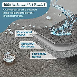 Waterproof Dog Blanket- Sofa Bed Couch Cover for Dogs,Reversible 3D Sherpa Pet Throw Blankets for Large Medium Small Dogs Puppies Cats,Pee Proof,Ultra Soft Cozy,Charcoal Grey,40”X60”