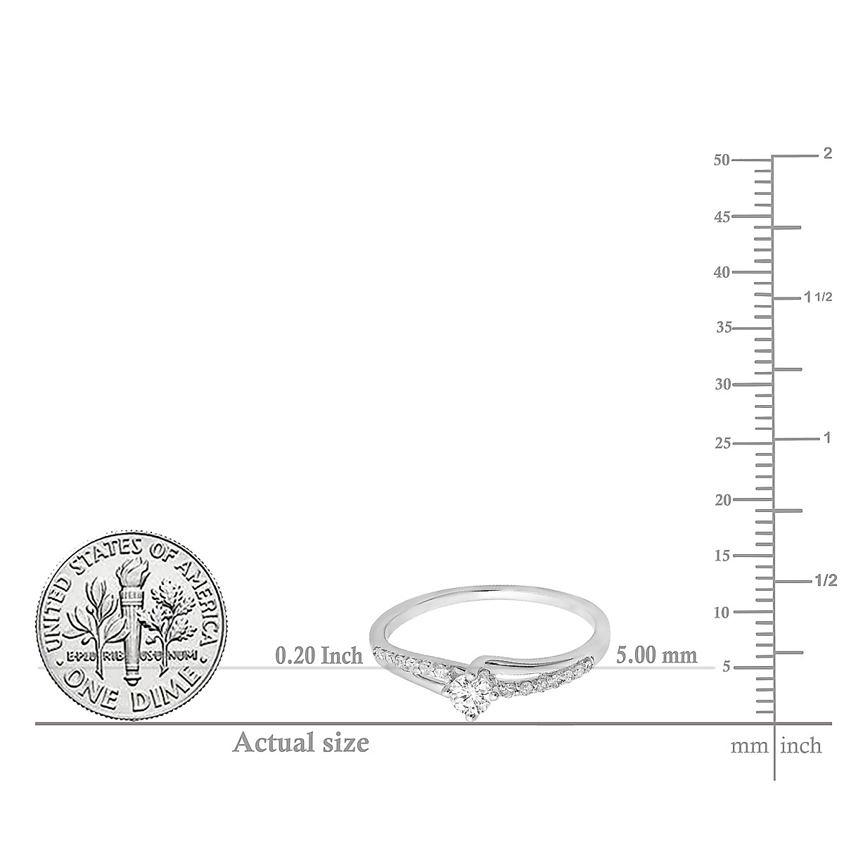 Dazzlingrock Collection 0.33 Carat (ctw) 10K Round Cut Diamond Bridal Wave Promise Engagement Ring 1/3 CT, White Gold, Size 6.5