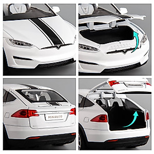 BDTCTK 1/20 Scale Car Model X Toy Zinc Alloy Casting Pull Back Vehicles with Sound and Light Toys for Kids Boys and Girls Gifts (White)