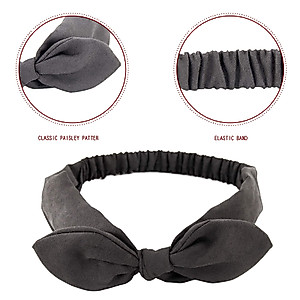 Yeshan Elastic Solid Colors Knotted Bow Fashion Headband Rabbit ears Hairband Turban Headwrap,Pack of 6