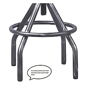 Diwhy Industrial Vintage Bar Stool,Kitchen Counter Height Adjustable Pipe Stool,Cast Iron Stool,Swivel Bar Stool with Backrest,Metal Stool,Silver,Fully Welded Set of 2 (Wooden Top)