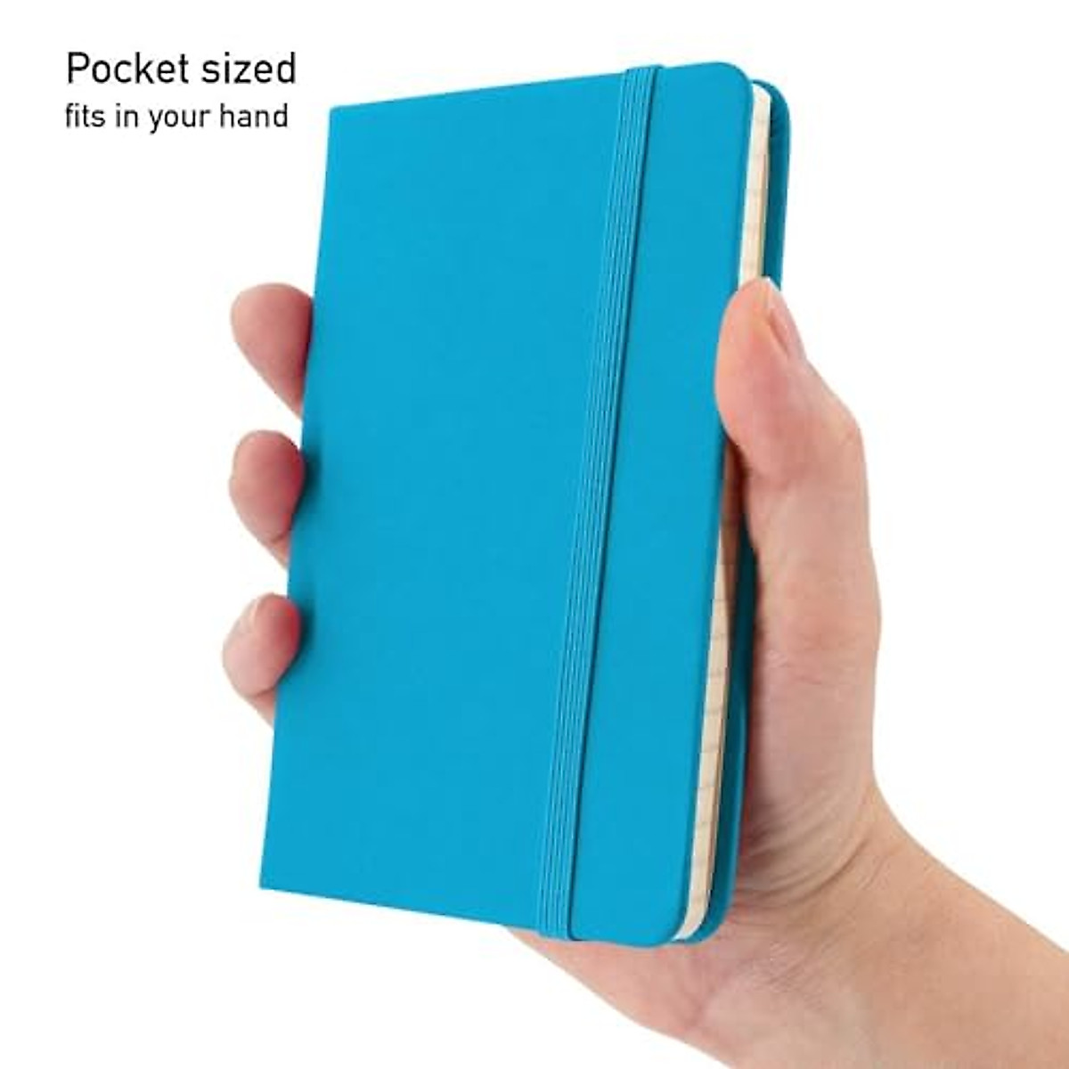A6 Pocket Size Mini Notebooks with Hardcover - Ruled Small Journal Set for School, Home & Office - 124 pages (3.7" x 5.7") with Inner Pocket (Turquoise, 3 Pack)