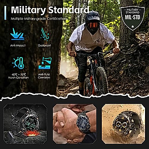 Military Smart Watches for Men Make Calls 100 Days Long Standby 800mAh Big Battery 1.5" HD Screen Tactical Smartwatches for iPhone Android Waterproof Fitness Tracker Heart Rate Sleep Monitor Watch