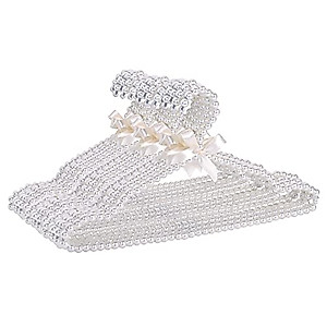 QTMY 20 Pack White Pearl Bow Clothes Hanger for Bride Wedding Dress,Shirt Bra Clothing Hangers (20 Pack)