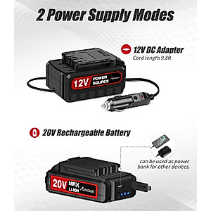AVID POWER Tire Inflator Air Compressor Bundle with 20V Cordless Drill Set