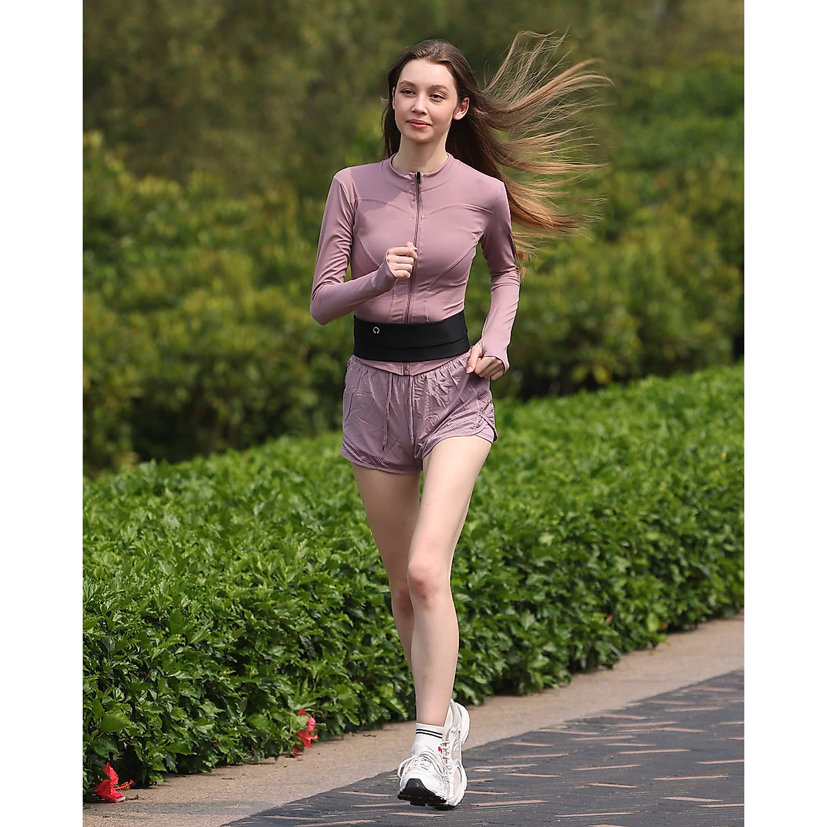 WATERFLY Running Belt Fanny Pack: Slim Thin Elastic Waistband for Men and Women Runner Marathon Jogger Waist Bag Sport Workout Fitness Exercise Gym Jogging Phone Holder Belt