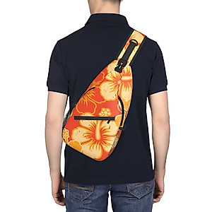 Sling Bag, Orange Hawaiian print Crossbody Sling Backpack for Casual Shoulder Women & Men, Black