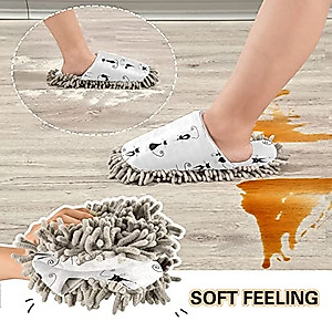 Black Cats Mop Slippers Shoes Cover for Floor Cleaning Washable Hair Dust Dirty Cleaners Microfiber Mop Socks for House Office Kitchen