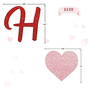 Happy Galentine's Day Banner Red Glitter Banner with Hearts Garland Valentines Decorations Girls Party Favors Ladies Celebrating Theme Breakfast Decor Galentines Photo Booth Props Valentine's Ideas Supplies