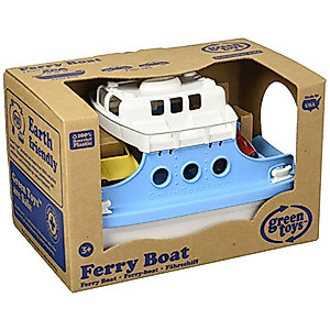 Green Toys Ferry Boat, Blue/White CB - Pretend Play, Motor Skills, Kids Bath Toy Floating Vehicle. No BPA, phthalates, PVC. Dishwasher Safe, Recycled Plastic, Made in USA.