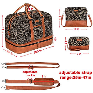 Weekender Bags for Women, Large Overnight Bag Canvas Travel Duffel Bag Carry On Tote with Shoe Compartment 21" 3Pcs Set