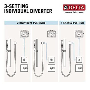 Delta Faucet Vero 3-Setting Shower Handle Diverter Trim Kit, Diverter Valve Trim Kit Brushed Nickel, 3 Way Shower Diverter, Delta Diverter Trim, Stainless T11853-SS (Valve Not Included)