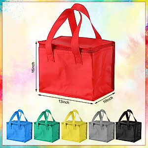 Mifoci 6 Pack Insulated Food Delivery Bags Bulk, 16 x 10 x 13 Inch Insulated Take Away Bags, Reusable Grocery Shopping Bags with Zippered for Hot Cold Food Delivery Refrigerator Pizza