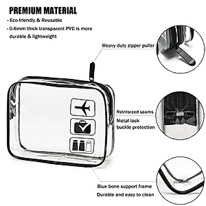 MODENGKONGJIAN TSA Approved Toiletry Bag, 3 Pcs Clear Toiletries Bags Quart Size Travel Makeup Cosmetic Bag for Women Men, Carry on Airport Airline Compliant Bag (Black)