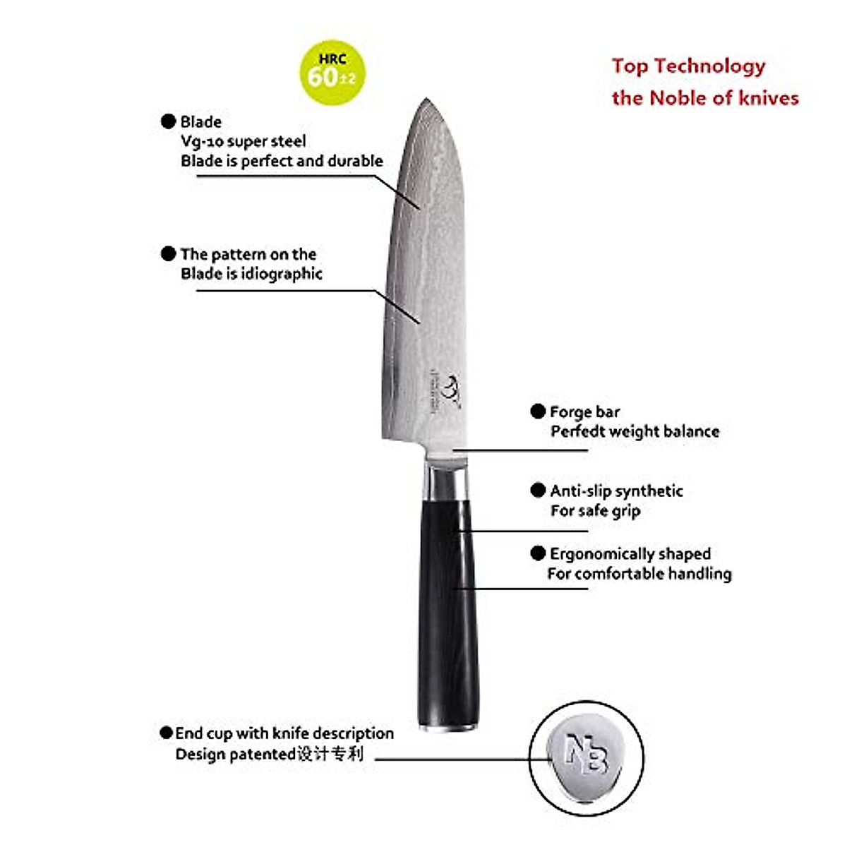 Damascus Santoku Knife 7 Inch, Professional Kitchen Knife Forged with VG10 Super Steel 67 Layer Damascus, Non-slip Wood Ergonomic Handle, Razor Sharp Lightweight Multipurpose Full Tang