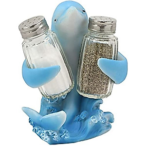 "Home Décor Accents" Dolphin Rising Above Sea Waves Hugging Salt And Pepper Shakers Holder - Home Accents 33-kl1-2163