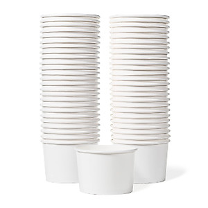 MATICAN Paper Ice Cream Cups - 50-Count 9-Oz Disposable Dessert Bowls for Hot or Cold Food, 9-Ounce Party Supplies Treat Cups for Sundae, Frozen Yogurt, Soup, White