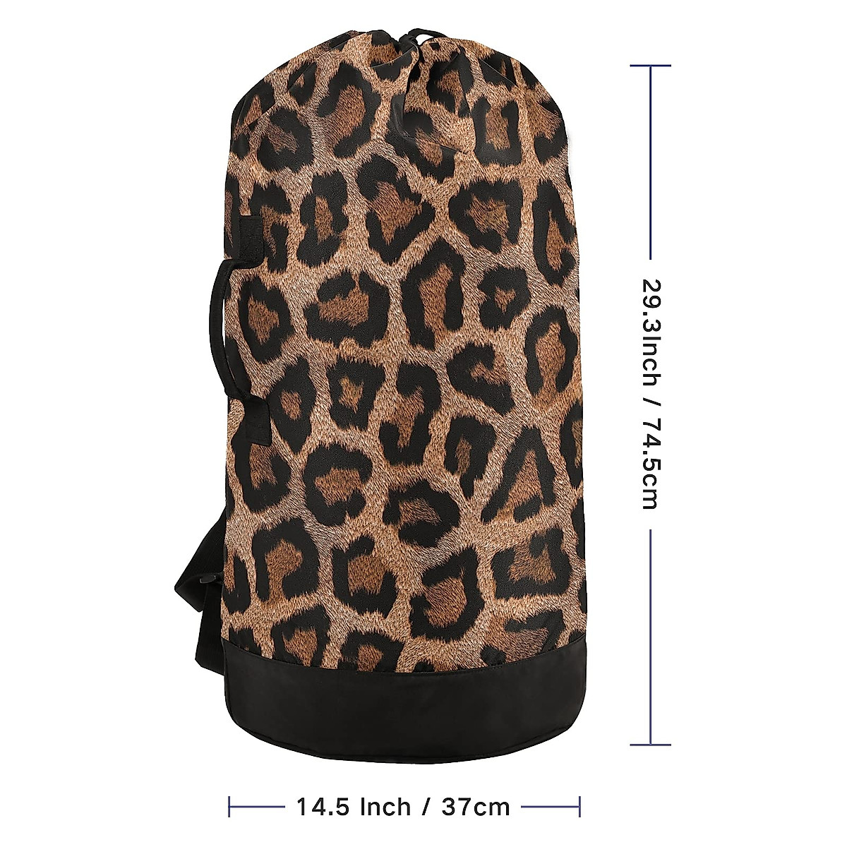 Leopard Laundry Bag Heavy Duty Laundry Backpack Large with Adjustable Shoulder Straps for Traveling Dirty Clothes Organizer for College Students Waterproof