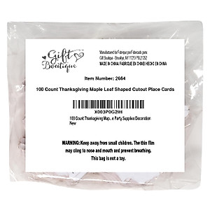 Gift Boutique 100 Count Thanksgiving Table Maple Leaf I Am Thankful for Cards Tree Kit Bulletin Board Cutouts Autumn Name Cards Table Place Settings Fall Gratitude Wall Decor Leaf Cutout