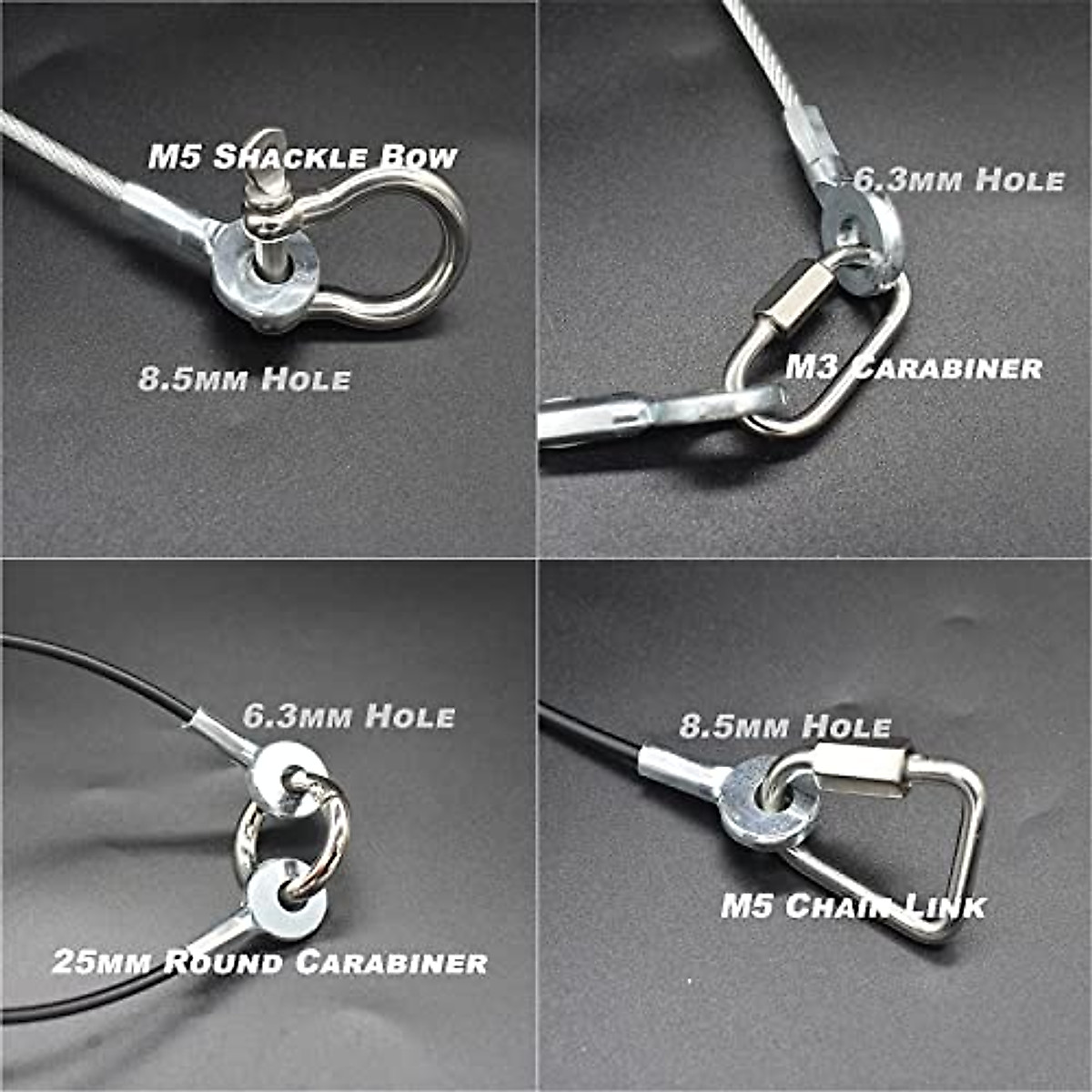 Bytiyar 10 pcs 10 inch (25cm) 3mm Thickness Galvanized Steel Wire Cable Eyelets Ended Short Rope Lanyard Safety Tether Chain Lock with Vinyl Coated Cover Black