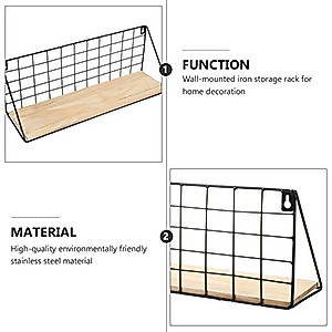 Cabilock Floating Shelf Iron Farmhouse Shelf Rustic Wood Wall Shelf for Living Room Bedroom Bathroom Black L