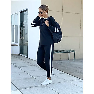 Aloodor Workout Sets for Women 2 Piece Outfits Casual Loose Fitting Tops Black XL