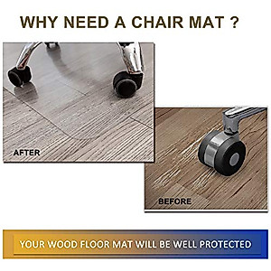 HOMEK Office Chair Mat for Hardwood Floor, 48” x 30” Clear Desk Chair Mat for Hard Floor, Easy Glide for Chairs