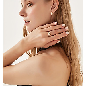 TIGRADE 2.5CT Engagement Ring for Women Princess Cut Cubic Zirconia Promise Ring 14K Gold Plated CZ Eternity Wedding Band Size 4-10,Gold, Size 6.5