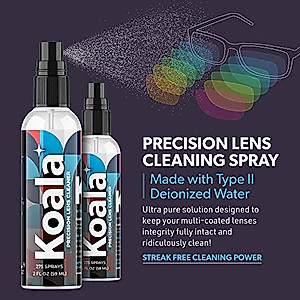 Koala Eyeglass Lens Cleaner Spray Kit | USA Made | 2 Ounces Glasses Cleaner + 1 Koala Microfiber Cleaning Cloth | Lens, Screen, & Camera Cleaning Kit | Streak & Alcohol Free | Safe for All Lenses