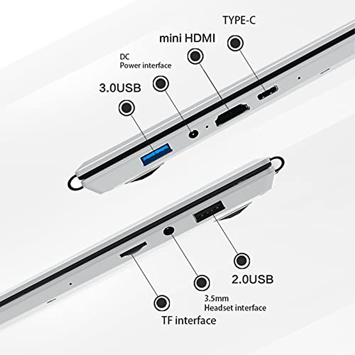 Business Laptop, 180 Degree Flip 1920 X 1080 Backlit Keyboard 100-240 V 15.6 in. Travel Laptop for Windows 10 (16G+256G US Plug)