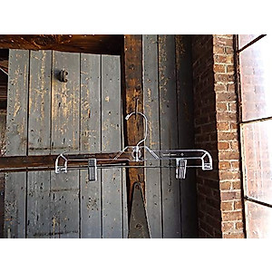 NAHANCO 600RCLH Plastic Skirt/Pant Hanger with Long Metal Swivel Hook and Pinch Clips, Heavy Weight, 14", Clear (Pack of 100)