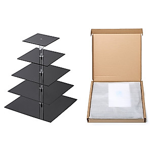 SinoAcrylic Cupcake Stand - 5 Tiers Square Cupcake Tower - Tiered Serving Dessert Cake Holder - Unique Black Exquisite Plate - Perfect for Wedding, Birthday, Party, Baby Shower and Christmas