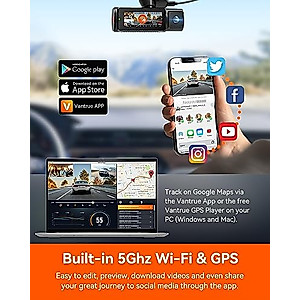 [ Bundle-2 Items: Vantrue N4 Pro 4K 3CH + Vantrue 512GB SD Card ] True 4K Wi-Fi 3-Channel Dashcam, STARVIS 2 IMX678 Night Vision, Infrared Cabin Camera, Voice Control GPS Car Cam for for Uber Drivers